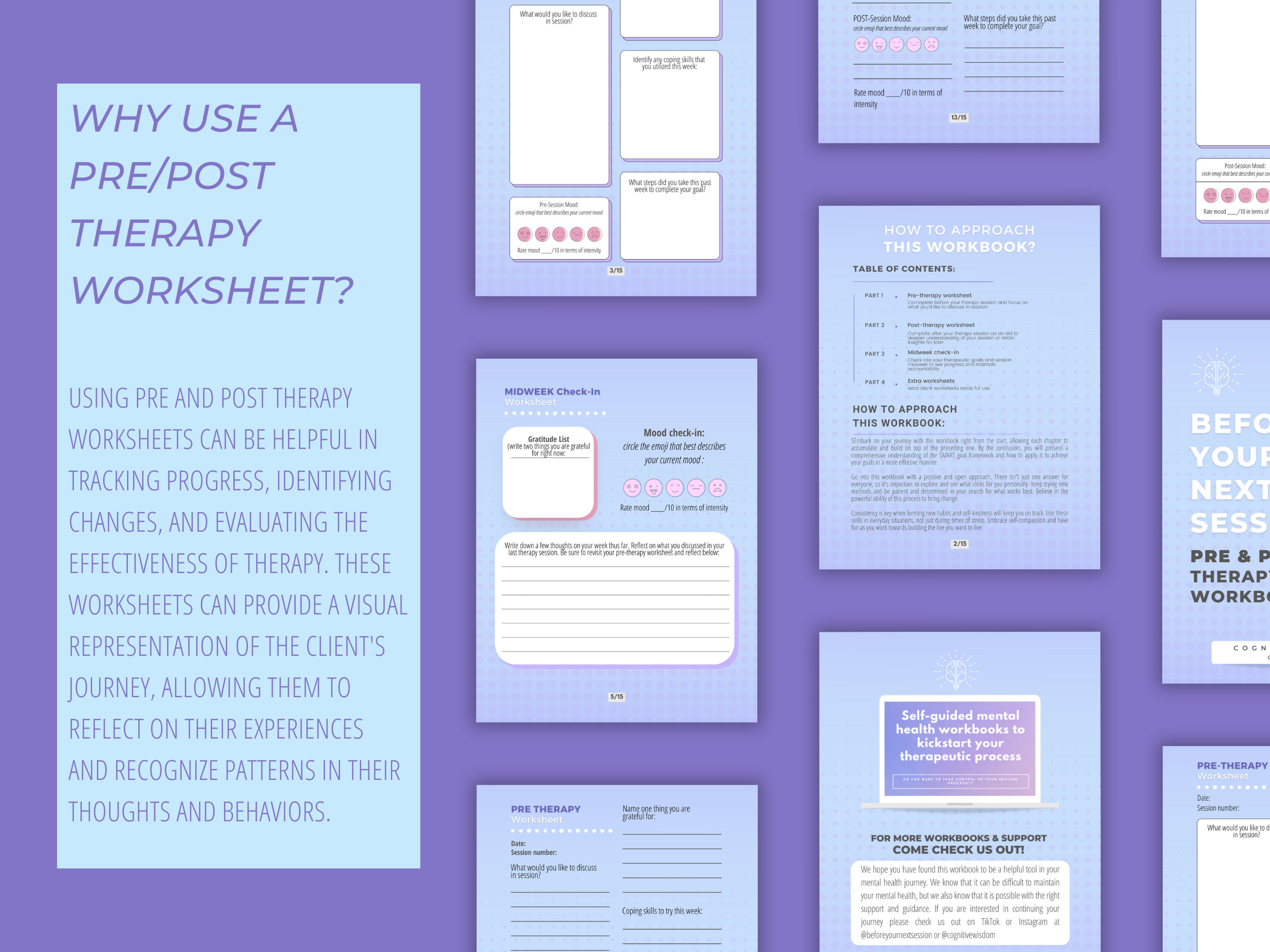 Pre and Post Therapy Workbook Therapy Worksheet Mental - Etsy