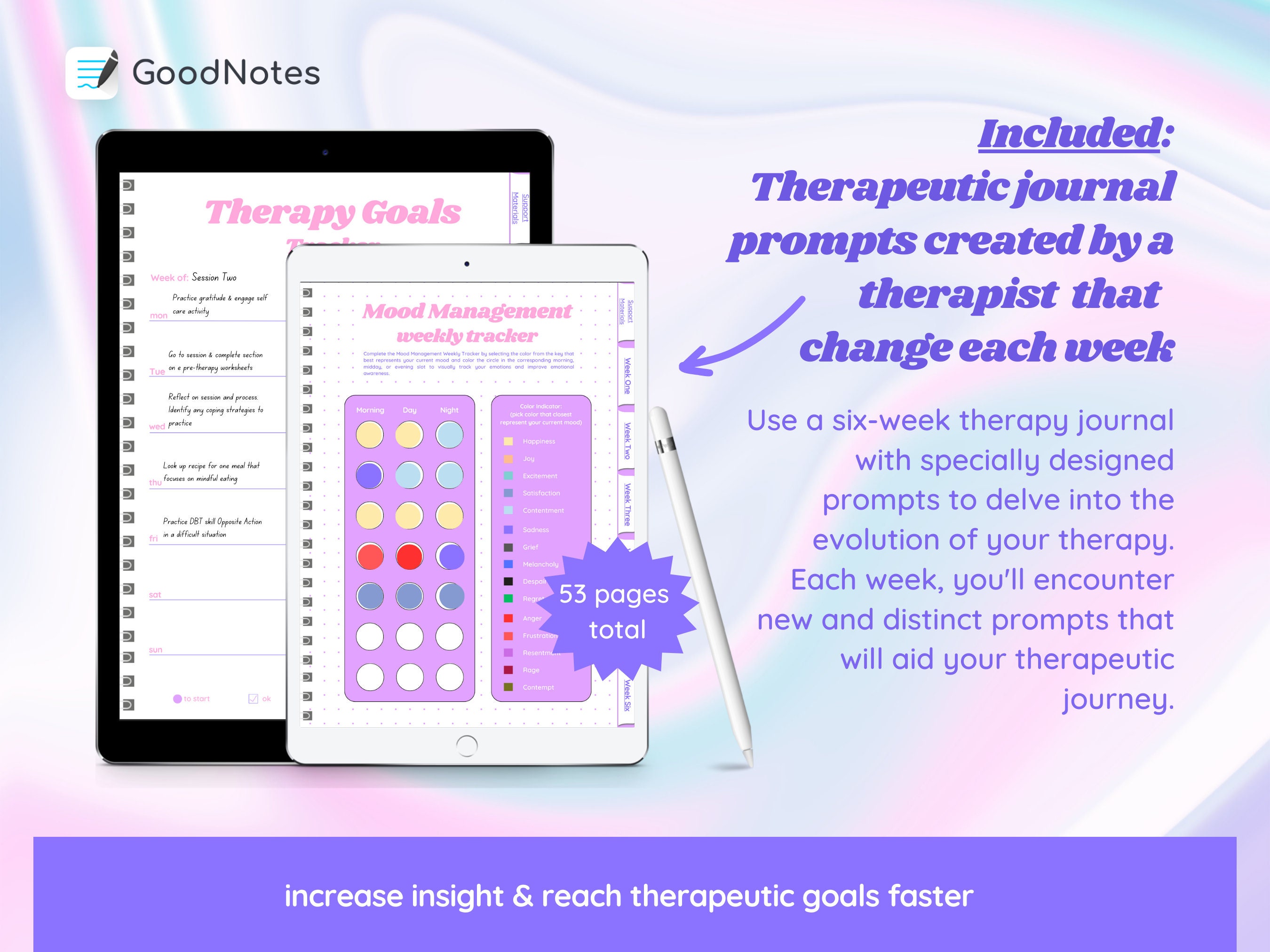 Goodnotes Therapy Workbook Digital Planner, Six Week Therapy Journal ...