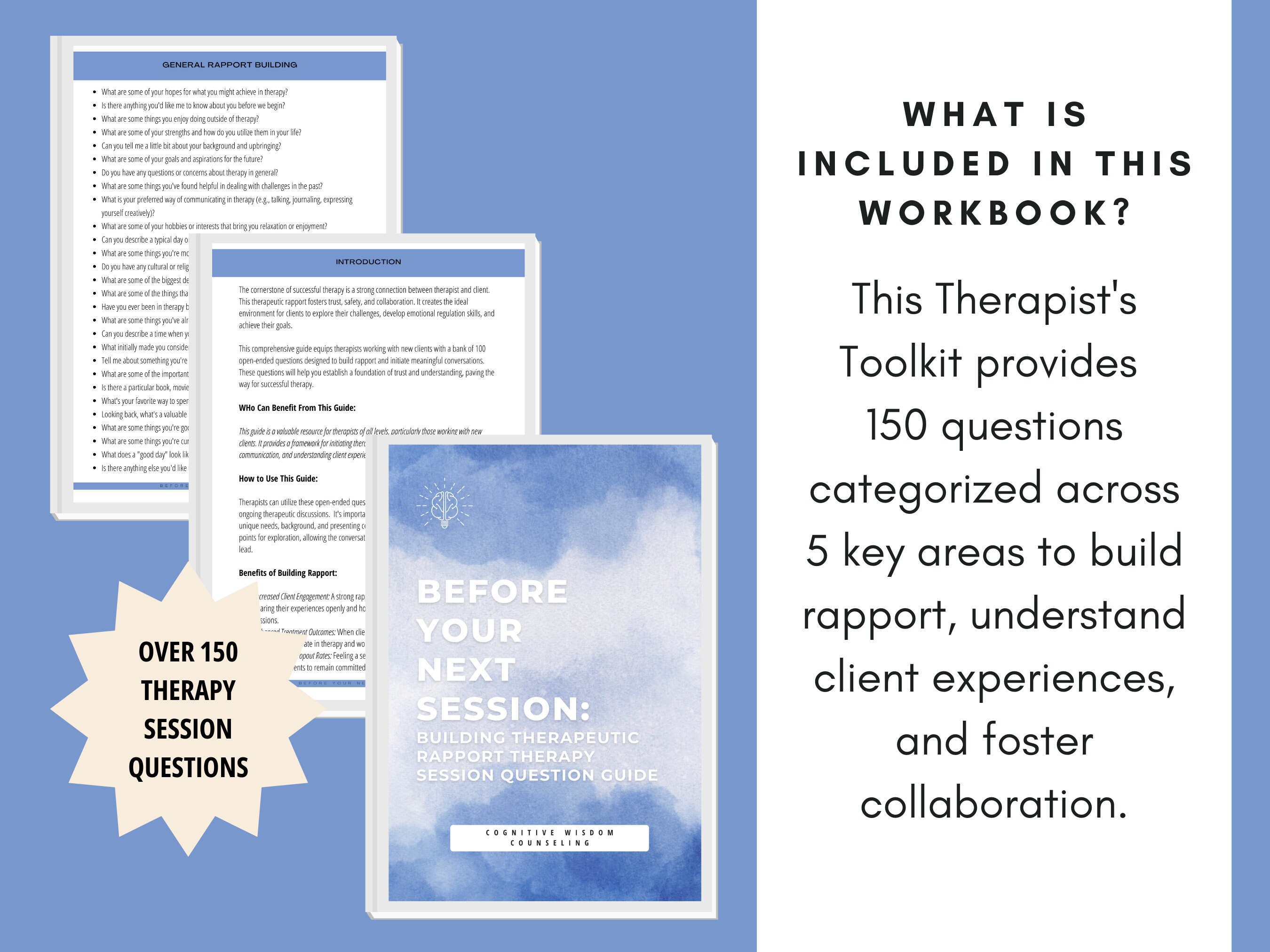 Rapport Building Therapy Questions Session Guide for School Counselor ...