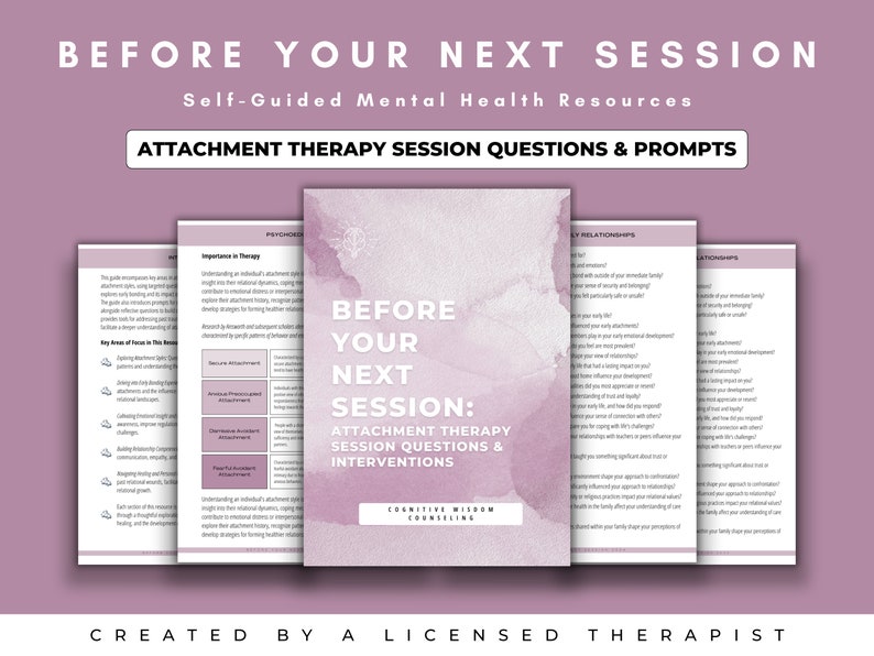 Attachment Therapy Session Questions Exploring Attachment Styles and Theory, Therapy Tools ...