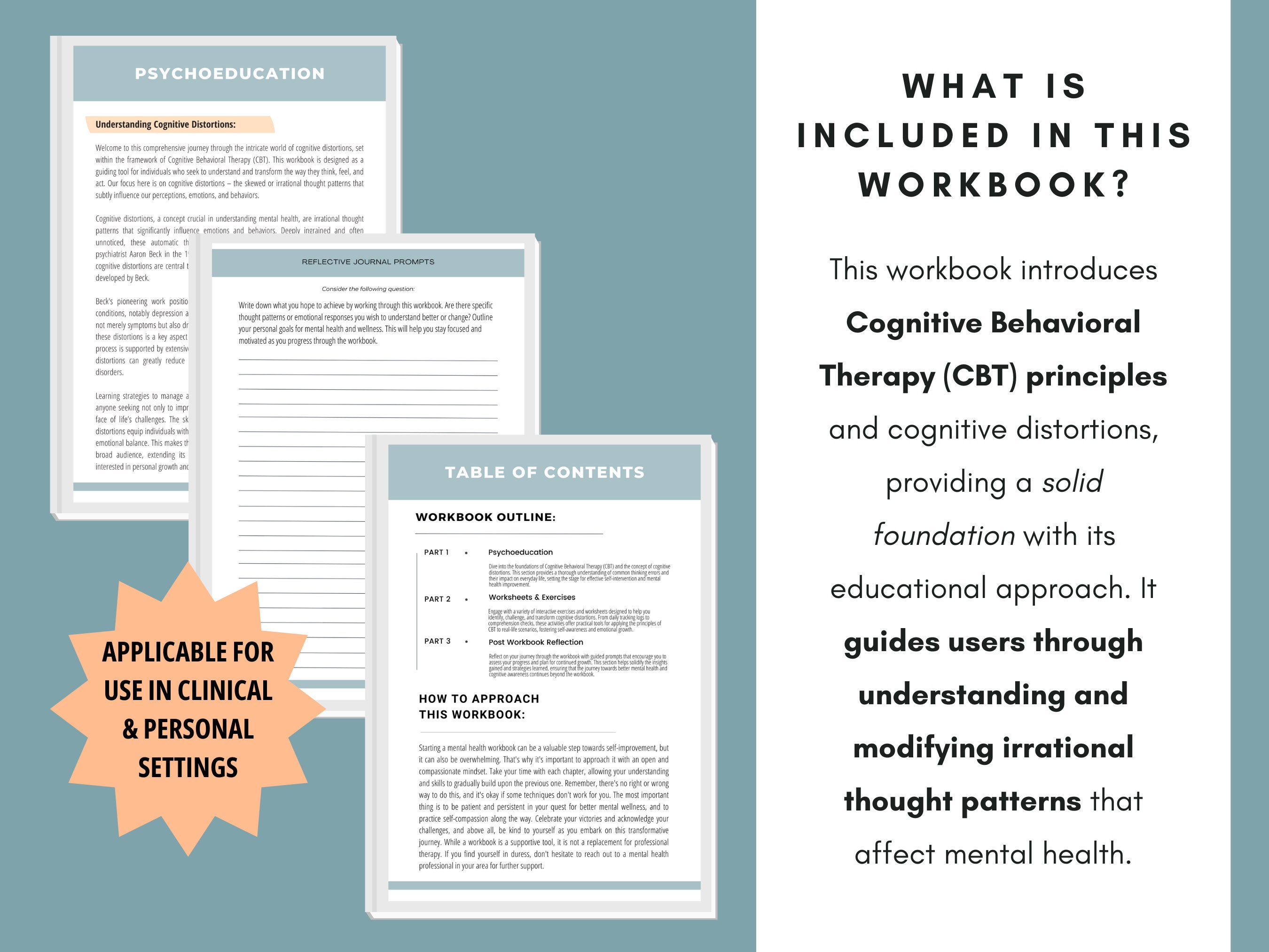 CBT Therapy Cognitive Distortions & Thinking Errors Workbook, CBT ...