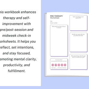 Pre and Post Therapy Workbook, Therapy Worksheet, Mental Health ...