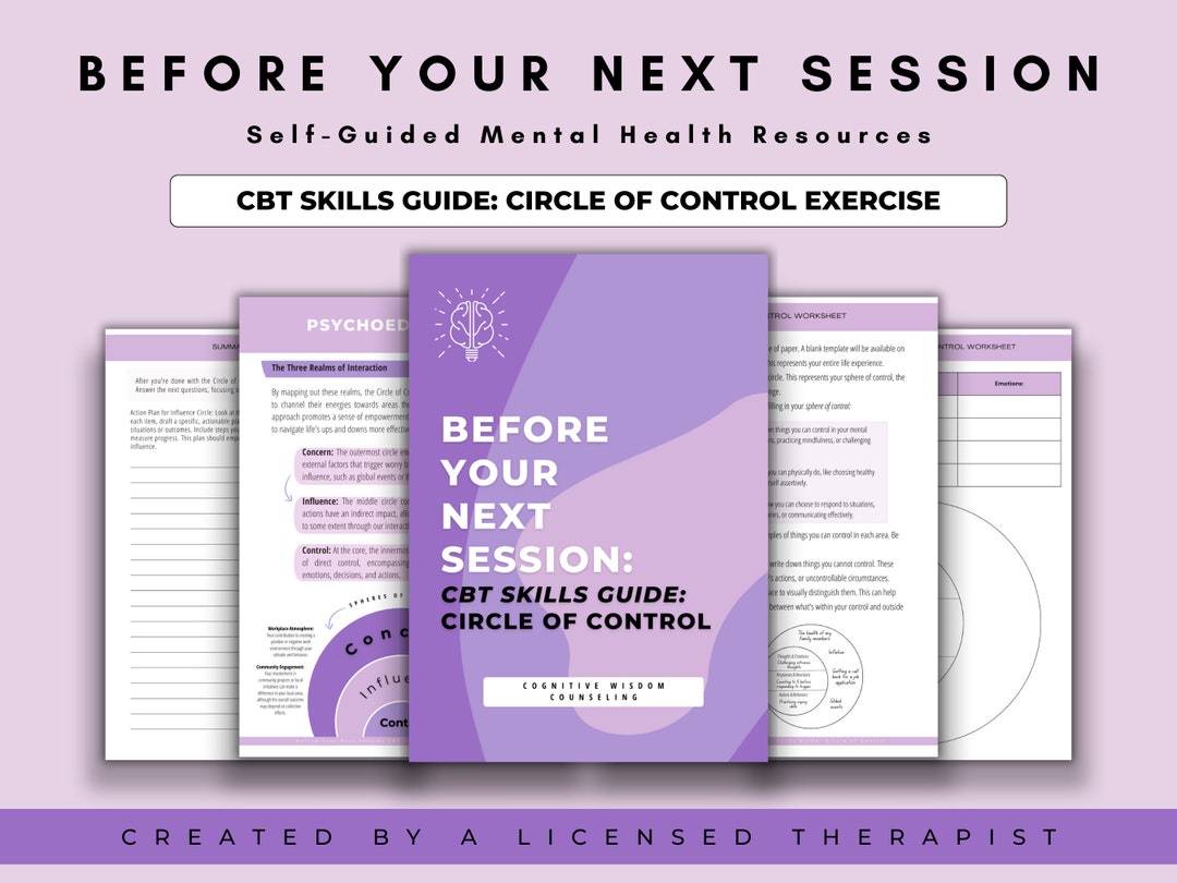 CBT Worksheets Circle of Control Mental Health Workbook, Therapy ...