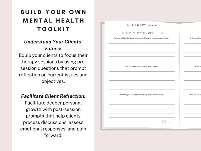Therapy Journal, Therapy Planner for Clients Digital Journal Prompts ...