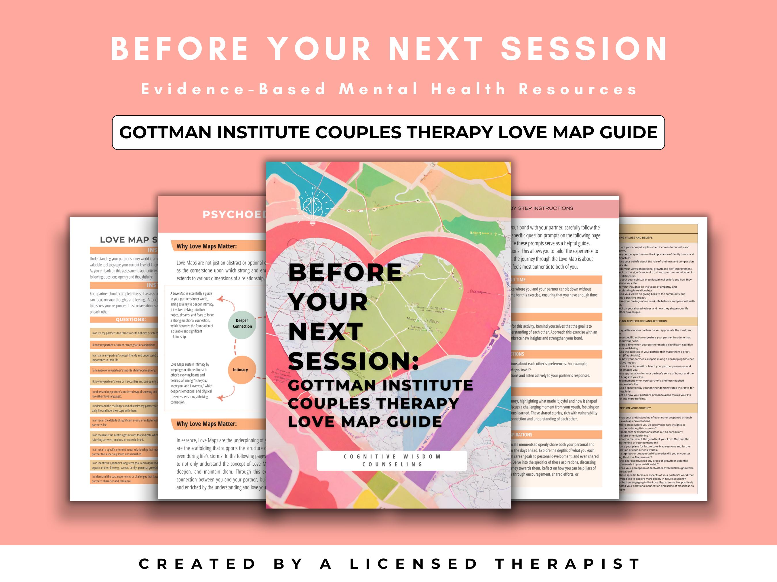 Couples Therapy Love Map Guide, Gottman Method, Therapy Tools, Couples ...