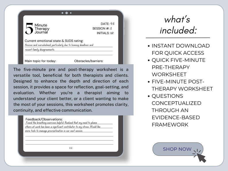Therapy Worksheet Pre and Post Session Reflections, Counseling Resource ...