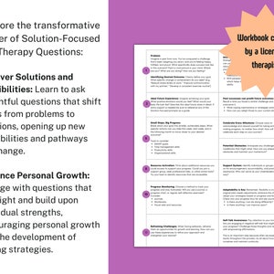 Solution Focused Therapy Question Guide, SFBT Therapy Worksheets ...