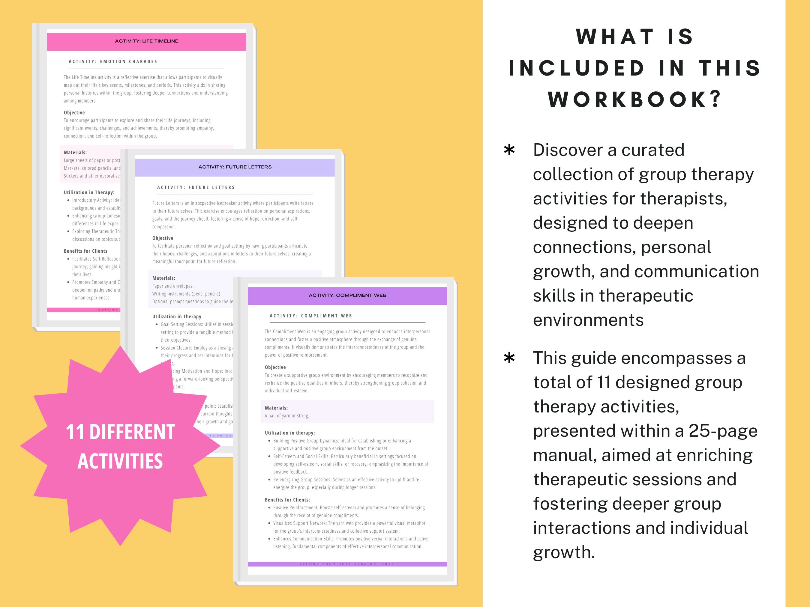 Group Therapy Activity Guide, Therapist Tools for Therapy Session ...