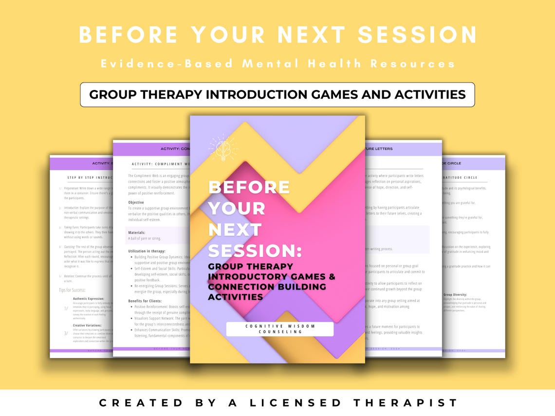 Group Therapy Activity Guide, Therapist Tools for Therapy Session ...