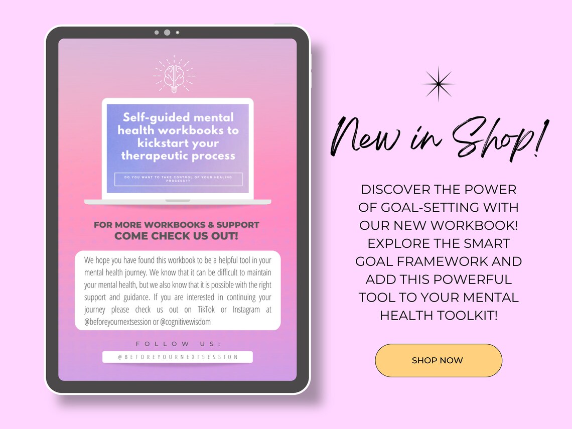 SMART Goals Mental Health Workbook, Goal Setting, Therapy Worksheet ...