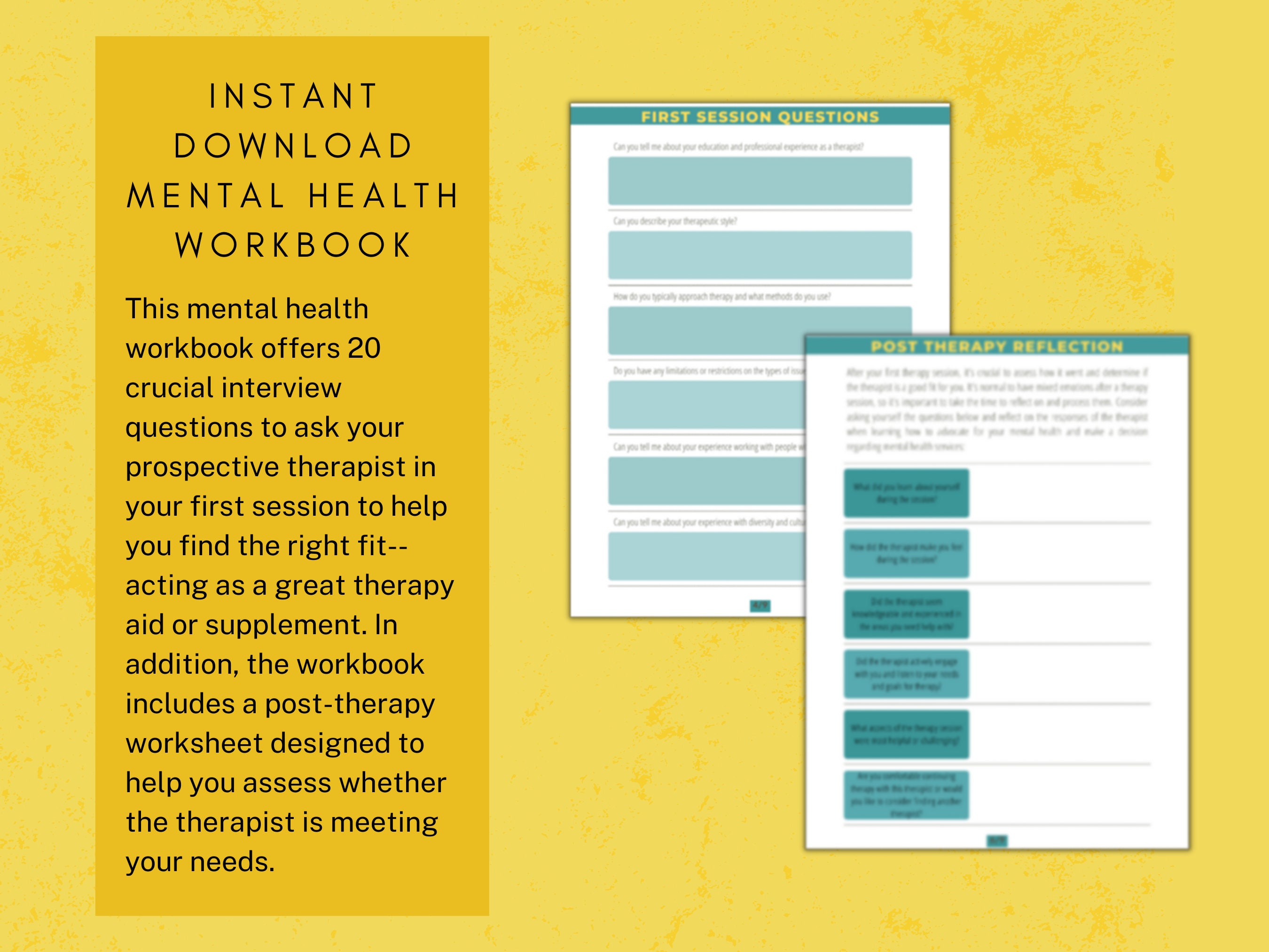 Questions to Ask Your Therapist Mental Health Workbook, Therapy ...
