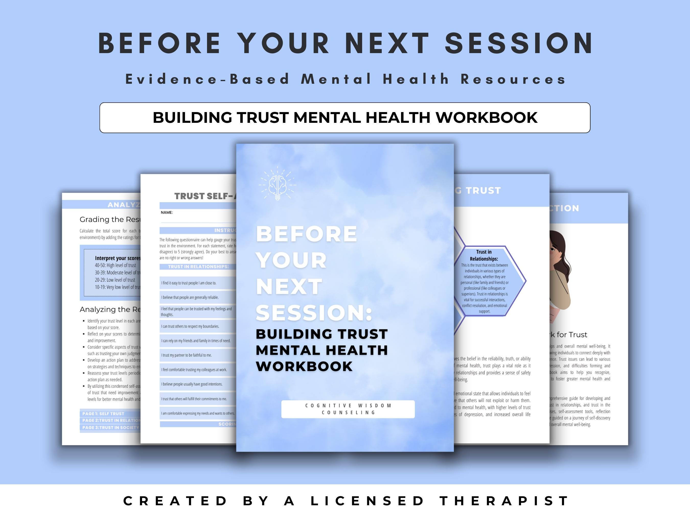 Building Trust and Resilience Mental Health Workbook, Self Esteem, Teen ...