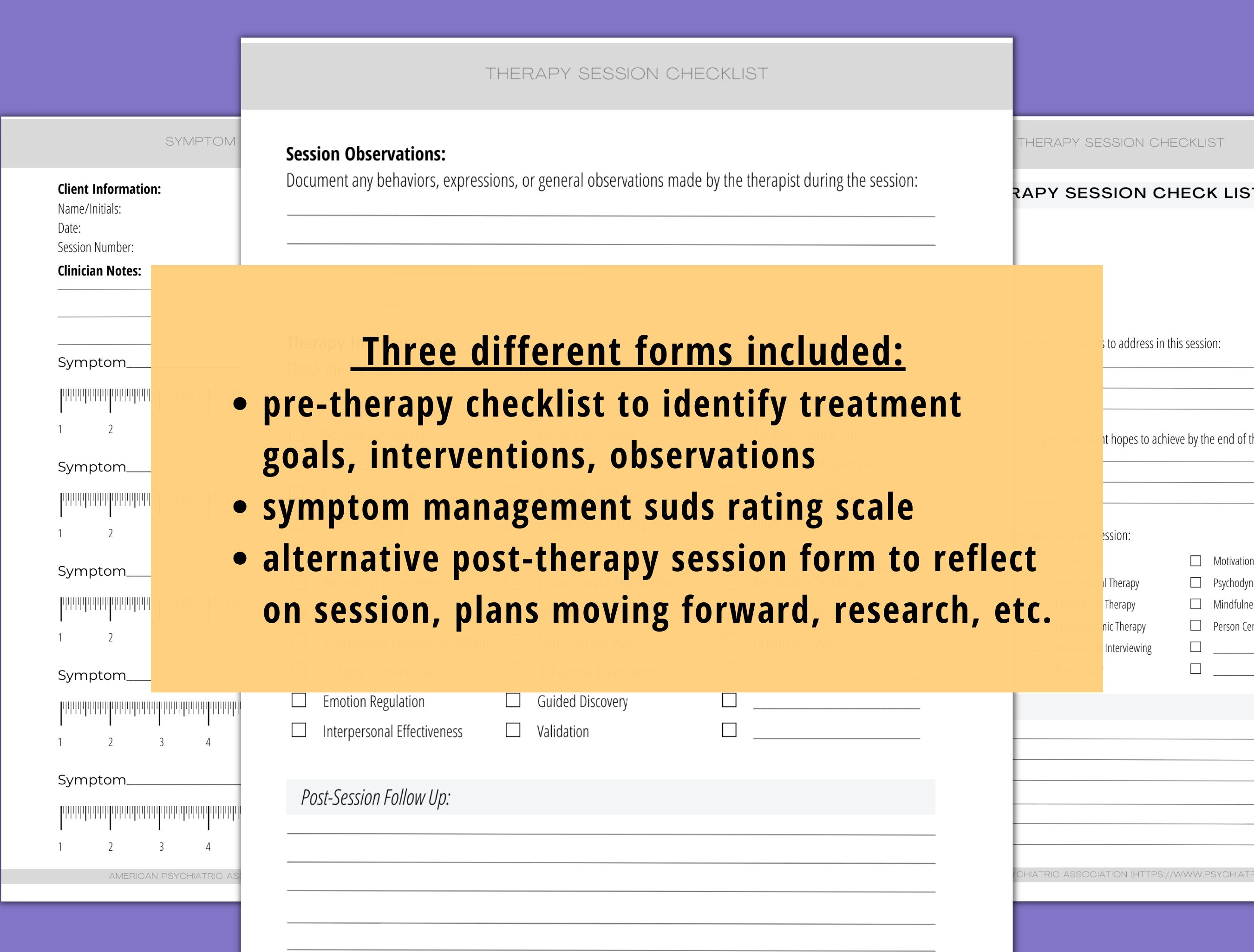 Clinical Progress Psychotherapy Treatment Note Forms for Therapy ...