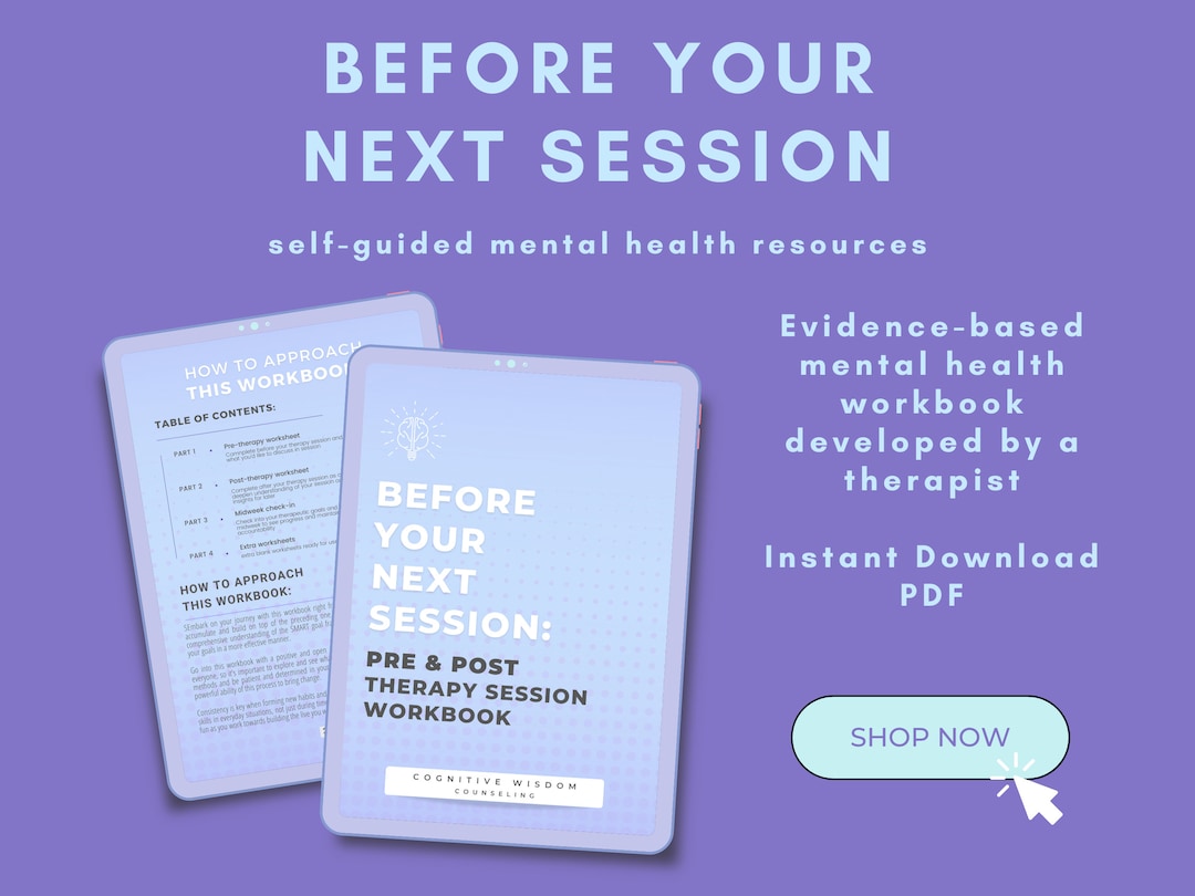 Pre and Post Therapy Workbook, Therapy Worksheet, Mental Health ...