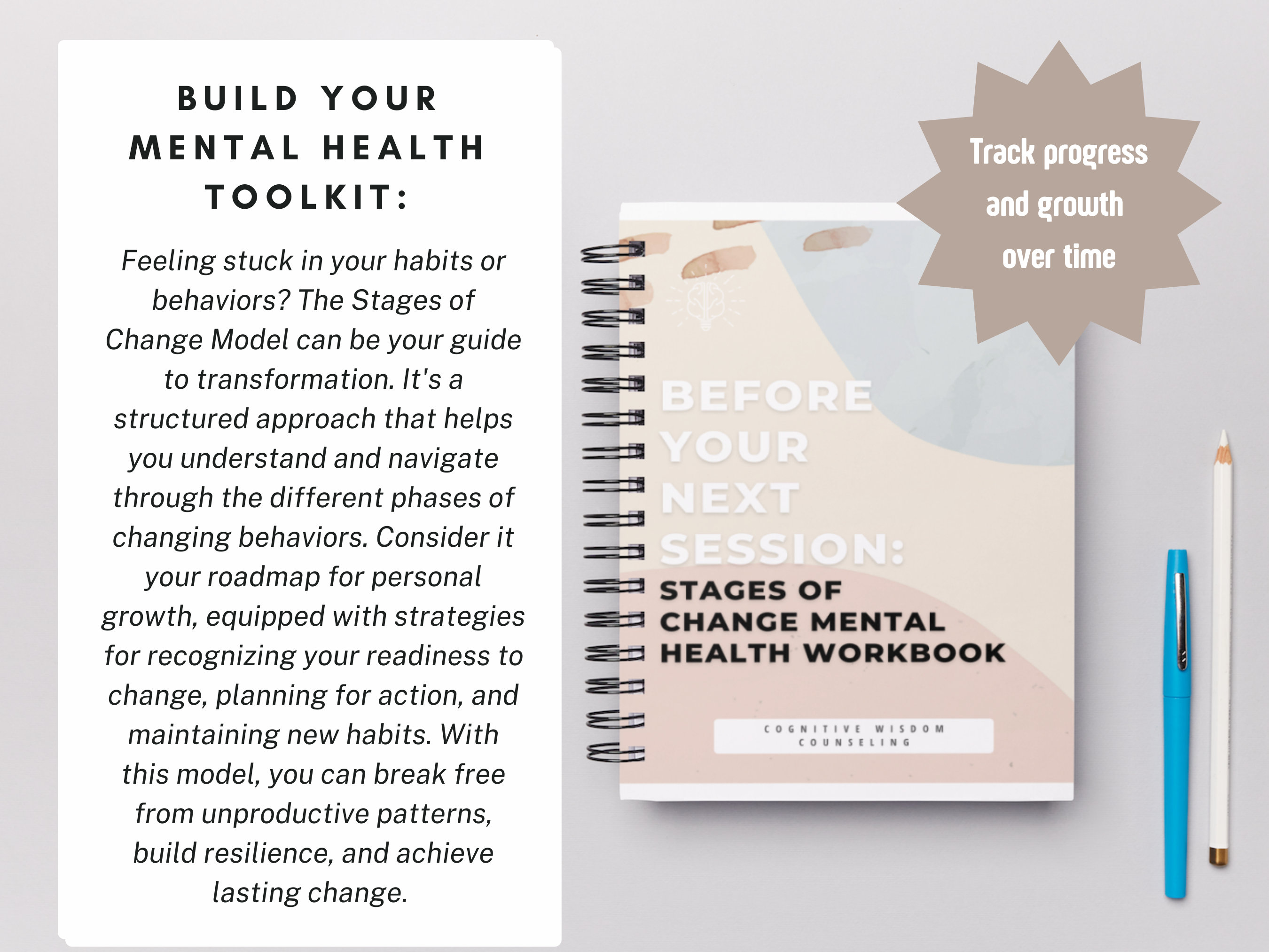 Stages of Change Mental Health Workbook, Therapy Worksheets, Addiction ...