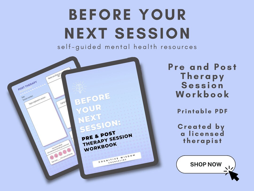 Pre and Post Therapy Workbook, Therapy Worksheet, Mental Health ...