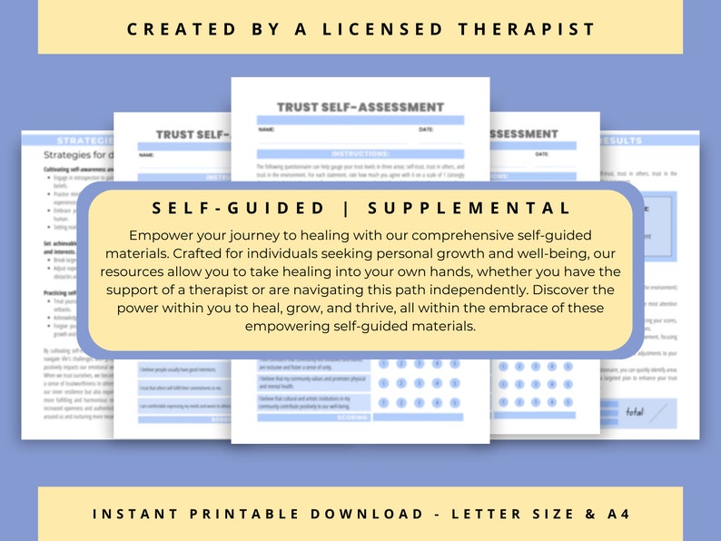 Building Trust and Resilience Mental Health Workbook, Self Esteem, Teen ...