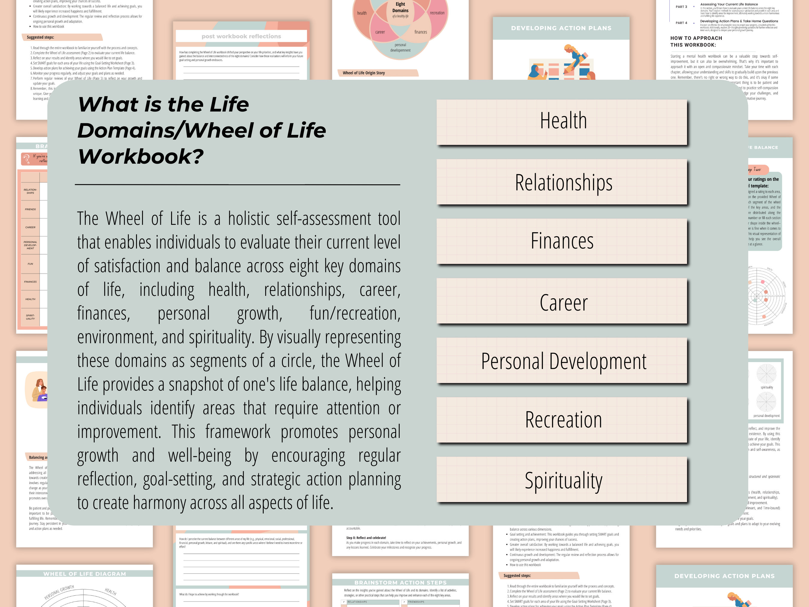 Personal Development Mental Health Workbook, Goal Setting, Life Domains ...