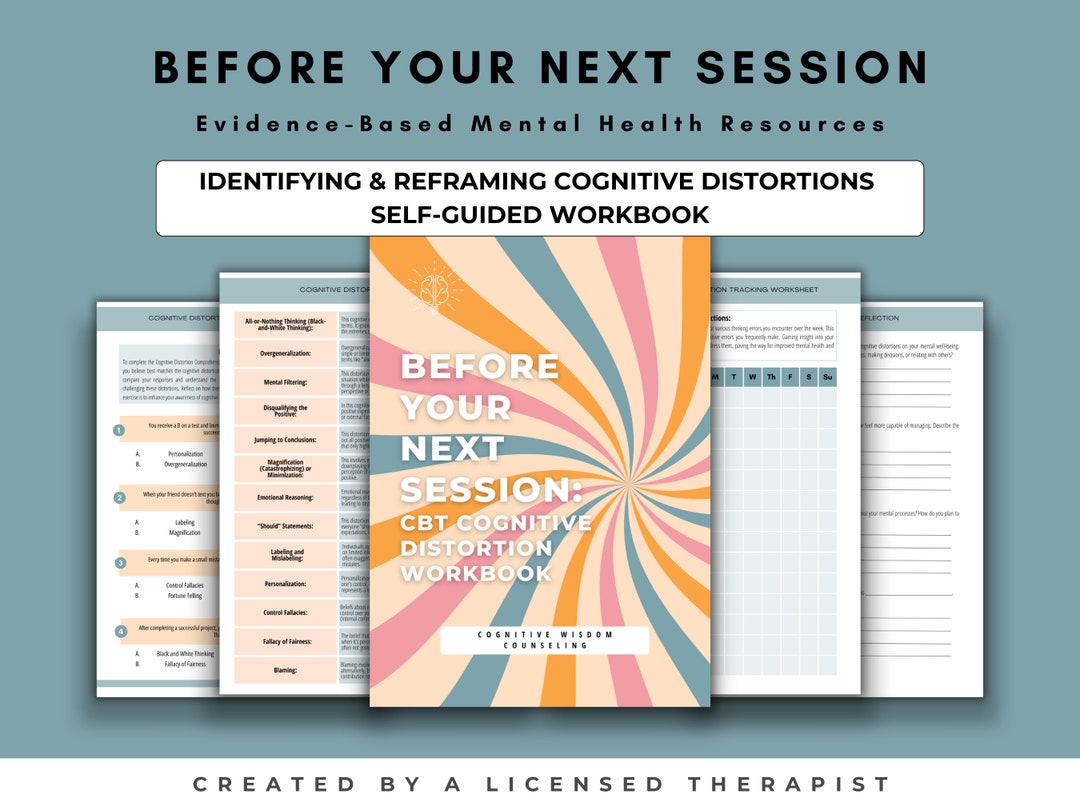 CBT Therapy Cognitive Distortions & Thinking Errors Workbook, CBT ...