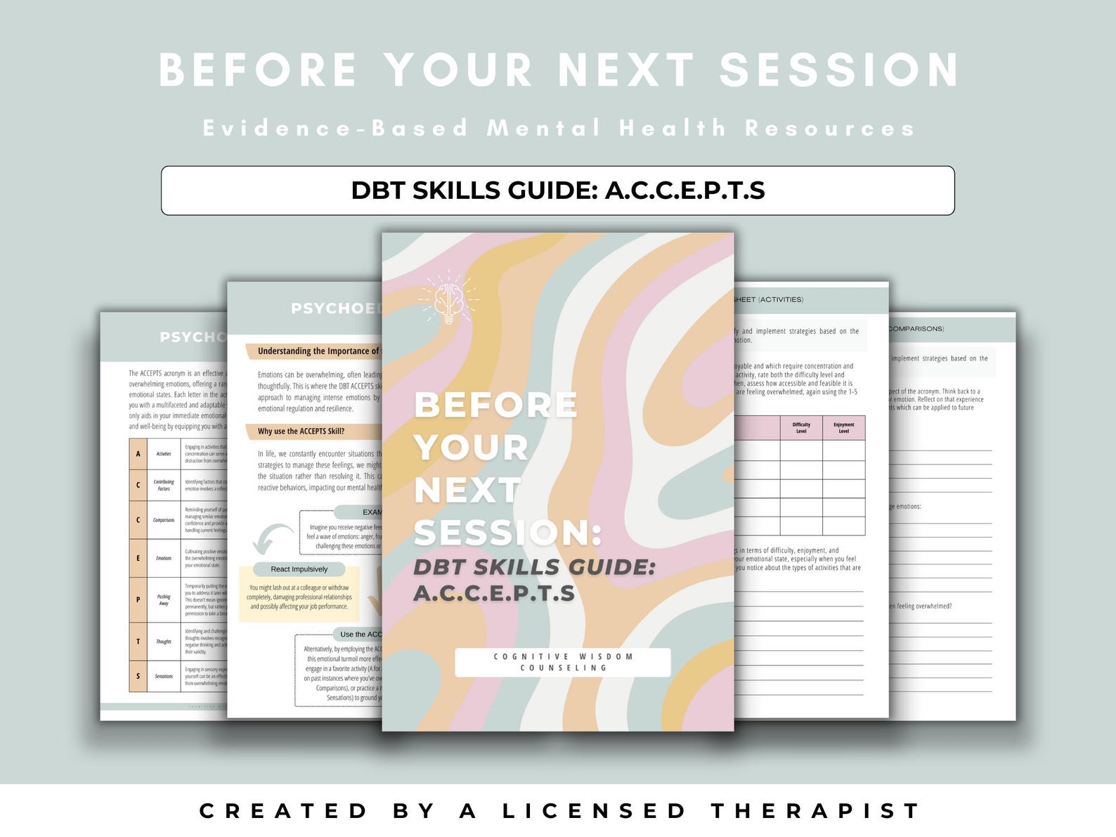 DBT Skills Guide ACCEPTS Mental Health Workbook, Therapy Worksheets ...
