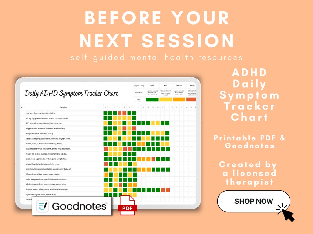 ADHD Planner Symptom Tracker, Goodnotes Digital Planner, ADHD Planner ...