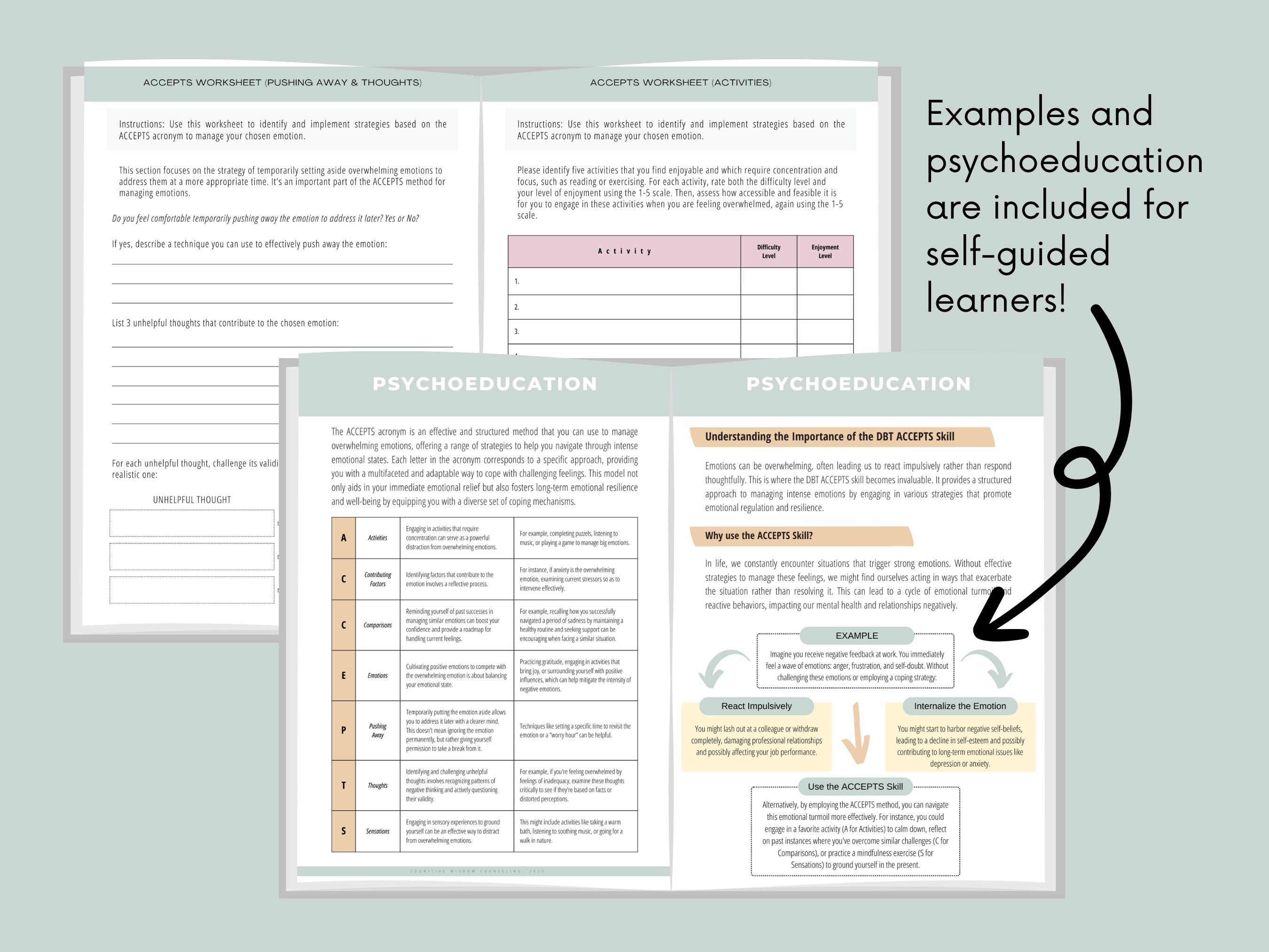 DBT Skills Guide ACCEPTS Mental Health Workbook, Therapy Worksheets ...