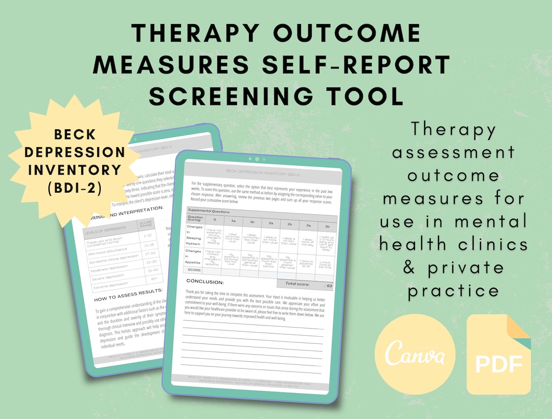 Depression Therapy Outcome Measures Screening Tool, BDI-2, Beck ...