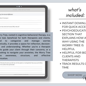 CBT Anxiety Coping Skills Worry Tree Therapy Tools, Counseling Resource ...