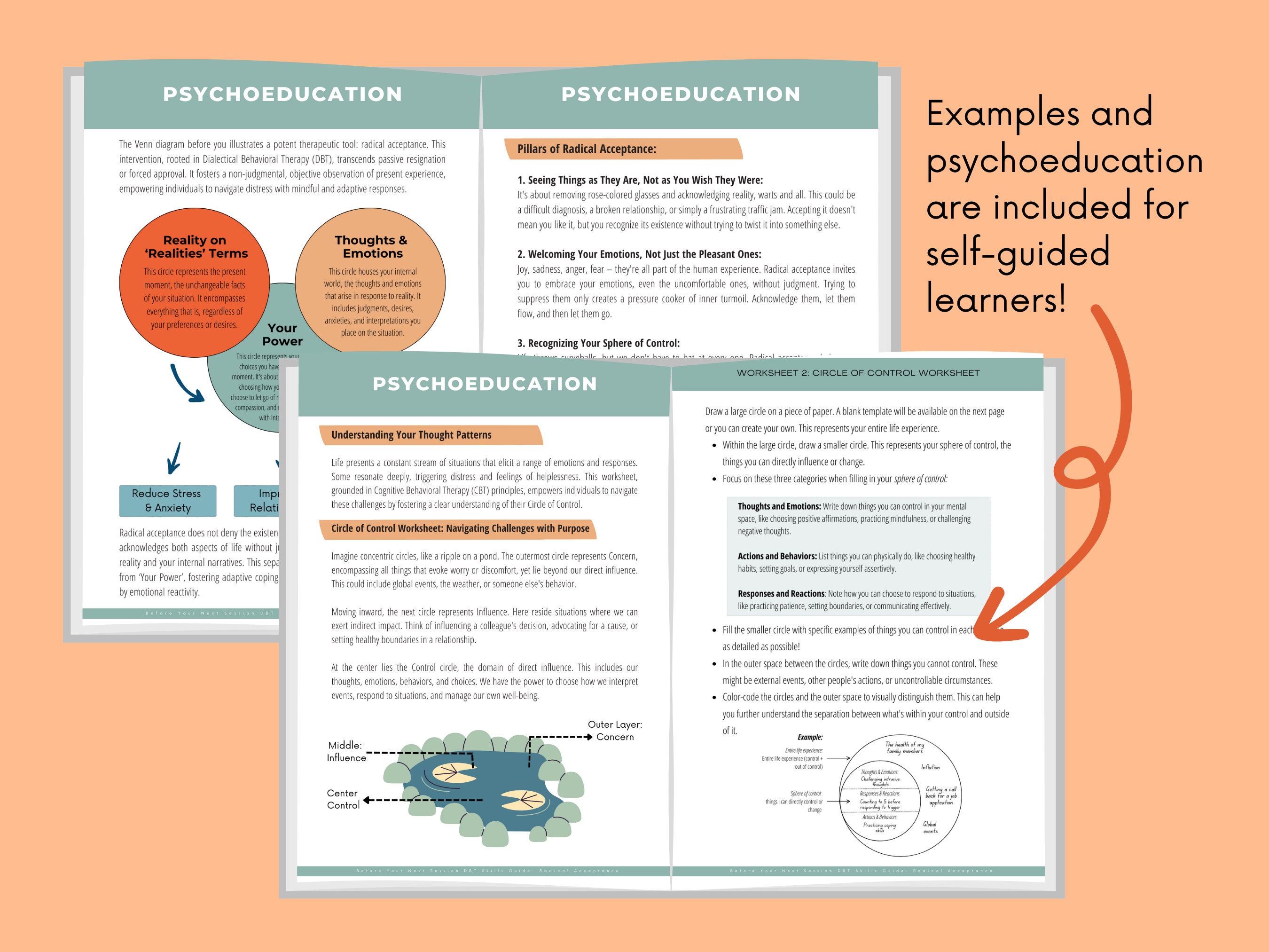DBT Skills Guide Radical Acceptance Mental Health Workbook, Therapy ...