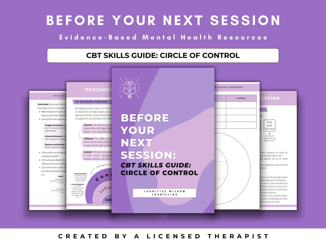 CBT Worksheets Circle of Control Mental Health Workbook, Therapy ...