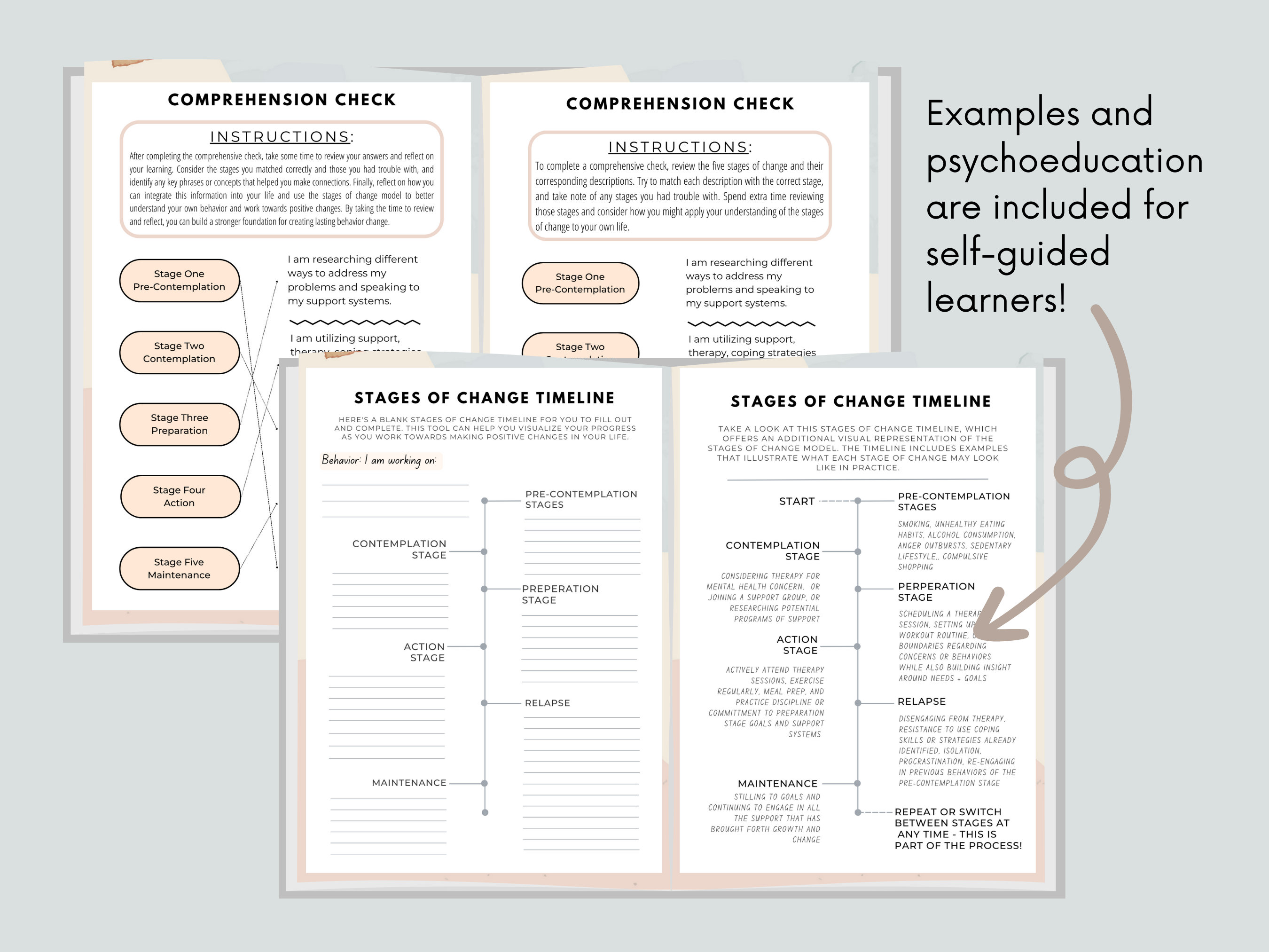 Stages of Change Mental Health Workbook, Therapy Worksheets, Addiction ...