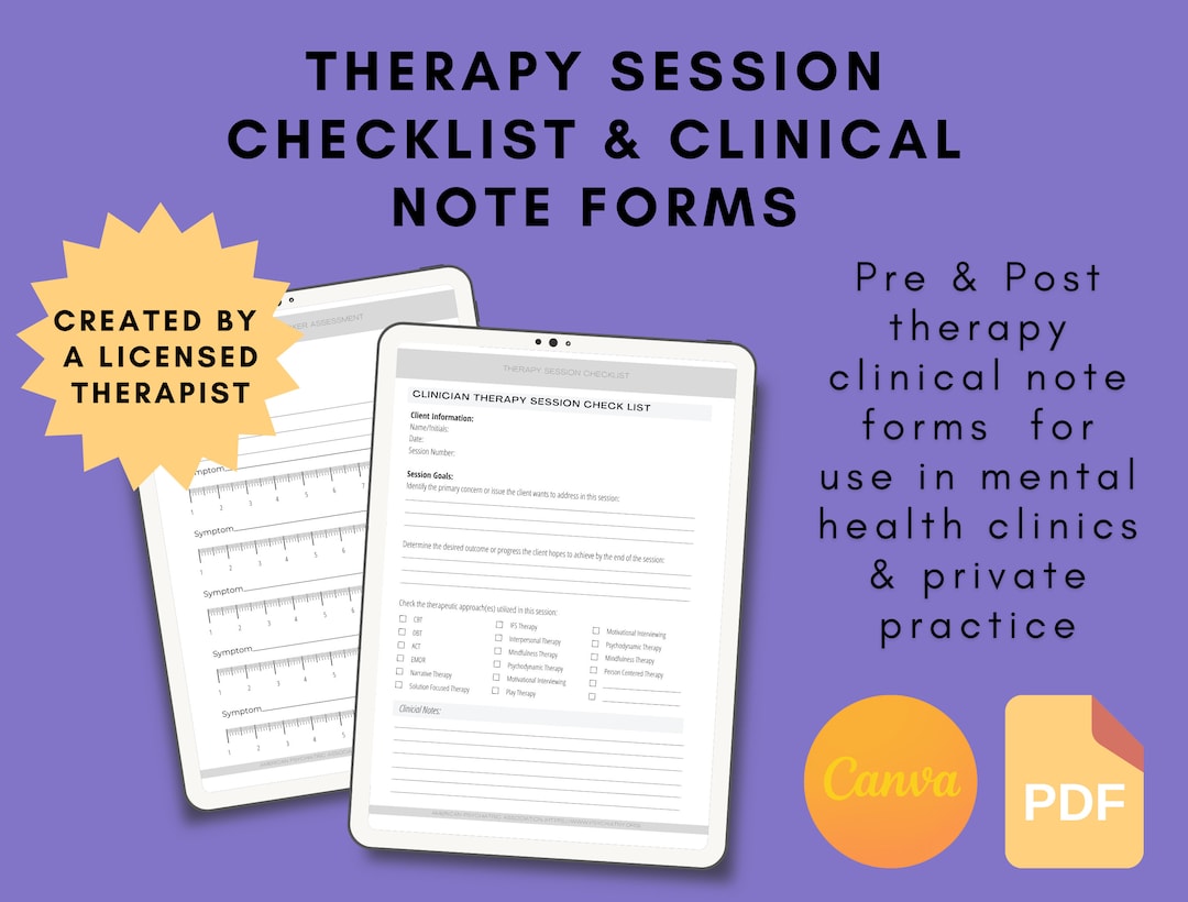 Clinical Progress Psychotherapy Treatment Note Forms for Therapy ...