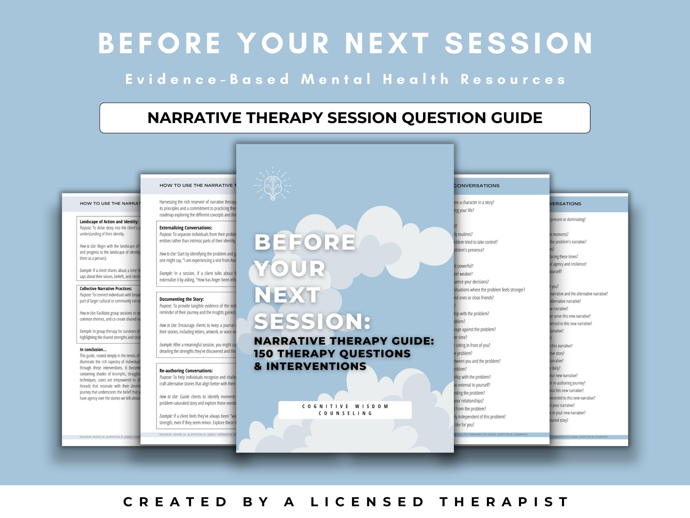 Narrative Therapy Counseling Session Questions and Intervention Guide ...