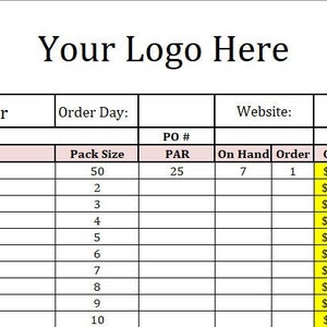 Excel Template Restaurant Order Guide and Inventory Sheet - Etsy
