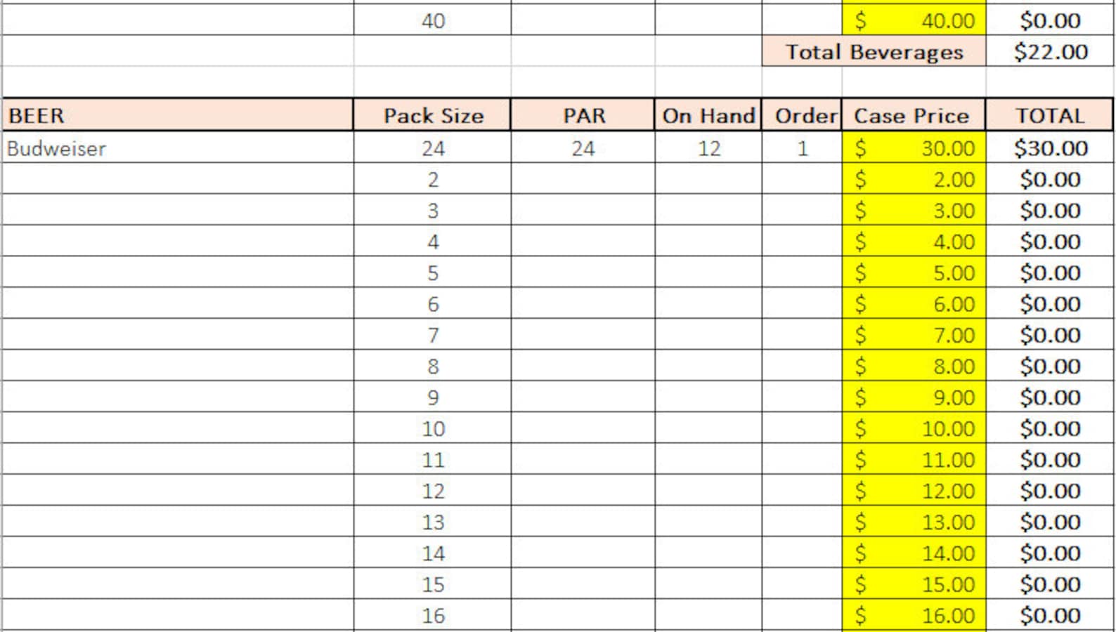 Excel Template Restaurant Food Order Guide - Etsy