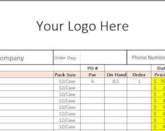 Excel Template Restaurant Order Guide and Inventory Sheet - Etsy