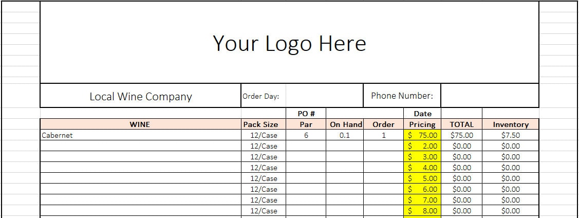 Excel Template Restaurant Wine Order Guide - Etsy