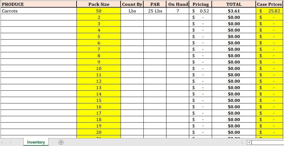 Excel Template Restaurant Inventory - Etsy