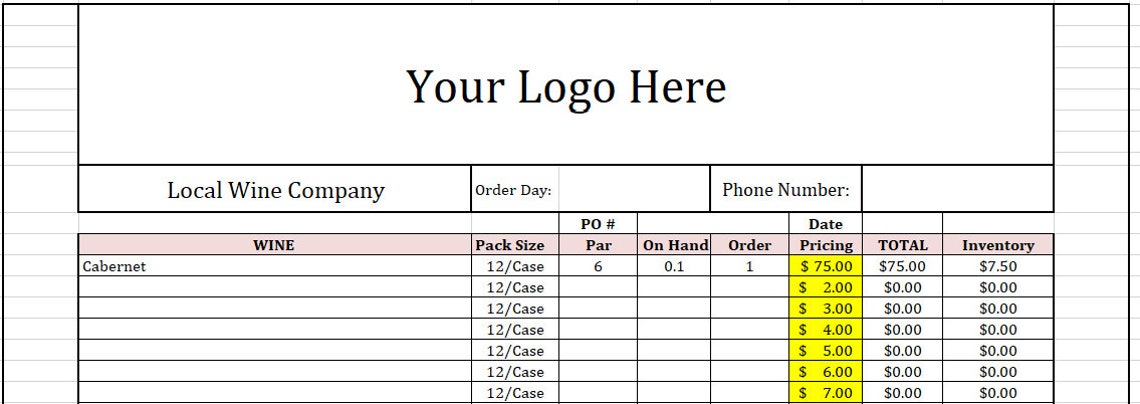 Excel Template Restaurant Order Guide and Inventory Sheet - Etsy