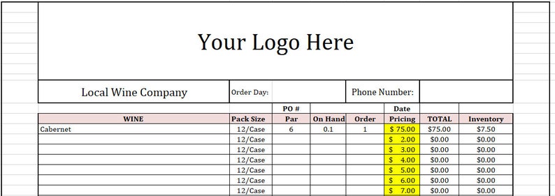 Excel Template Restaurant Order Guide and Inventory Sheet - Etsy