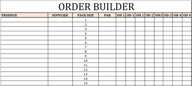 4 Week Restaurant Order Builder - Etsy