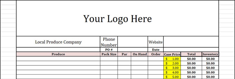 Excel Template Restaurant Order Guide and Inventory Sheet - Etsy