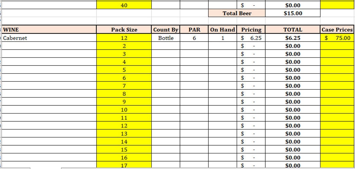 Excel Template Restaurant Inventory - Etsy