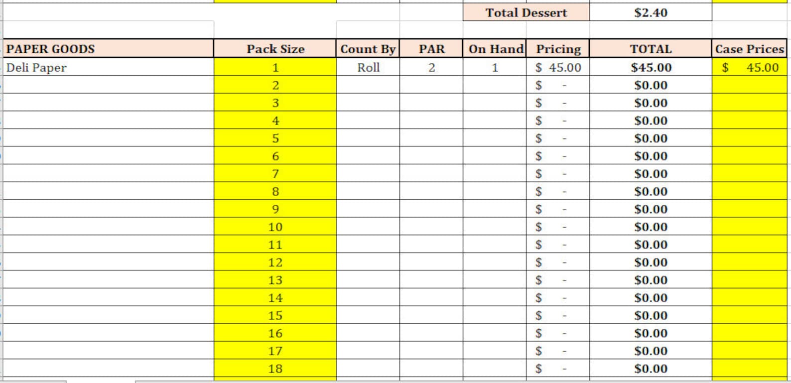 Excel Template Restaurant Inventory - Etsy