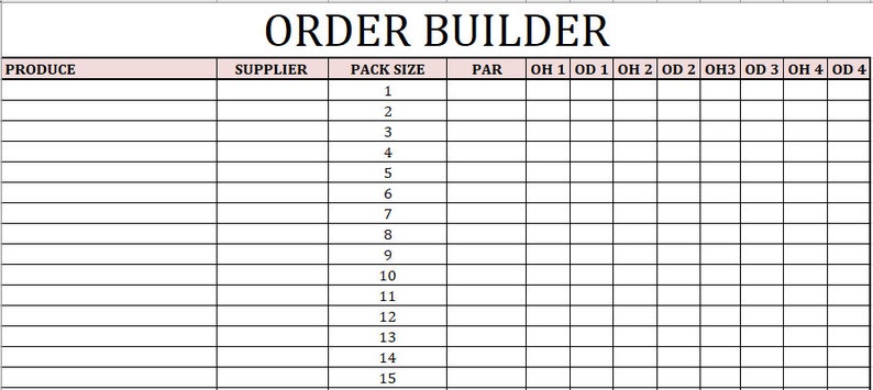 Excel Template Restaurant Order Guide and Inventory Sheet - Etsy