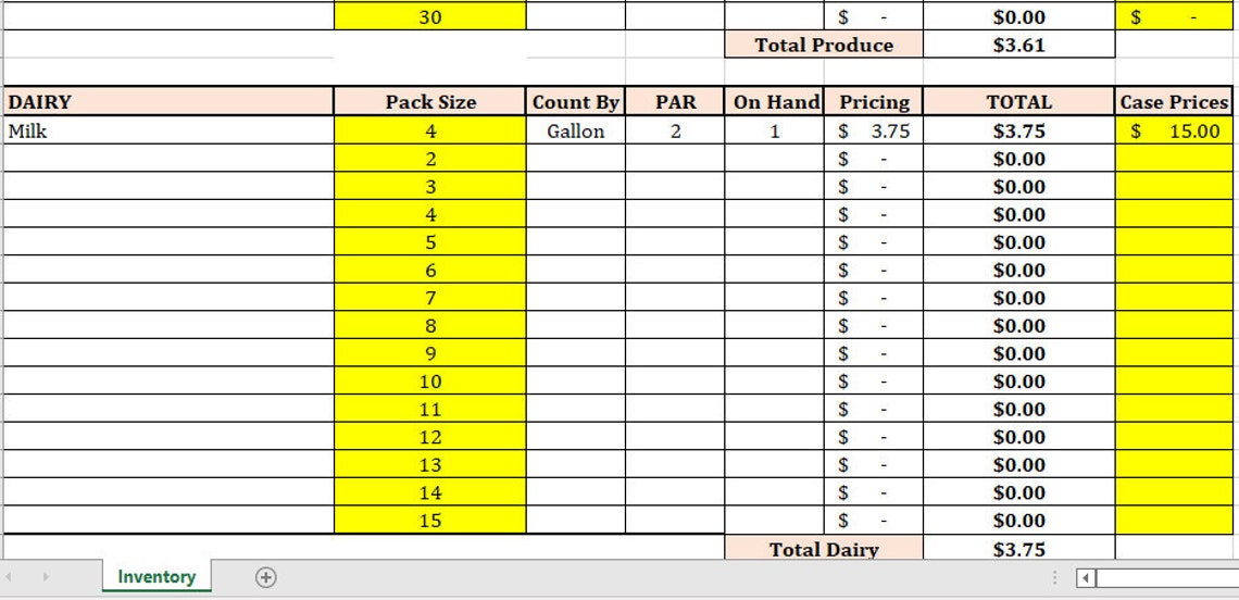 Excel Template Restaurant Inventory - Etsy