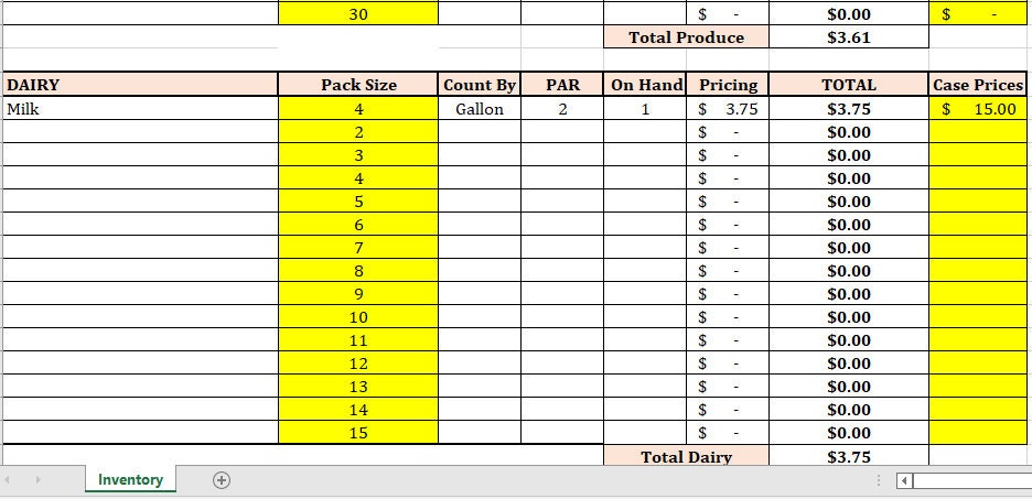 Excel Template Restaurant Inventory - Etsy