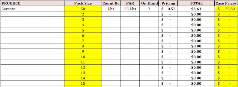 Excel Template Restaurant Order Guide and Inventory Sheet - Etsy