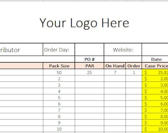 Excel Template Restaurant Produce Order Guide - Etsy