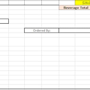 Excel Template Restaurant Beverage Order - Etsy